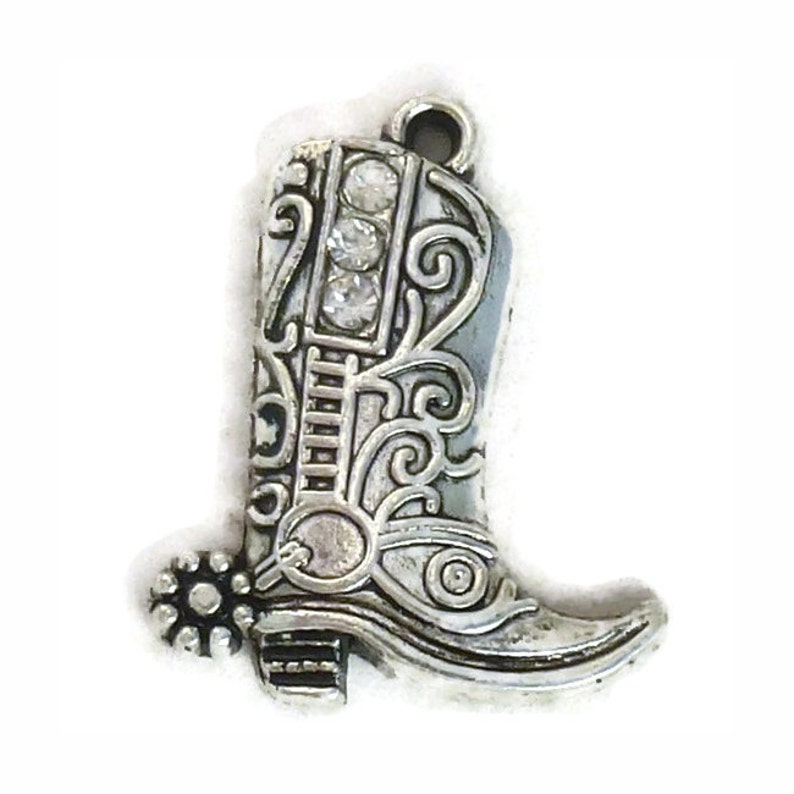5 Silver Cowboy Boot Charm by TIJC SP1028 | Etsy