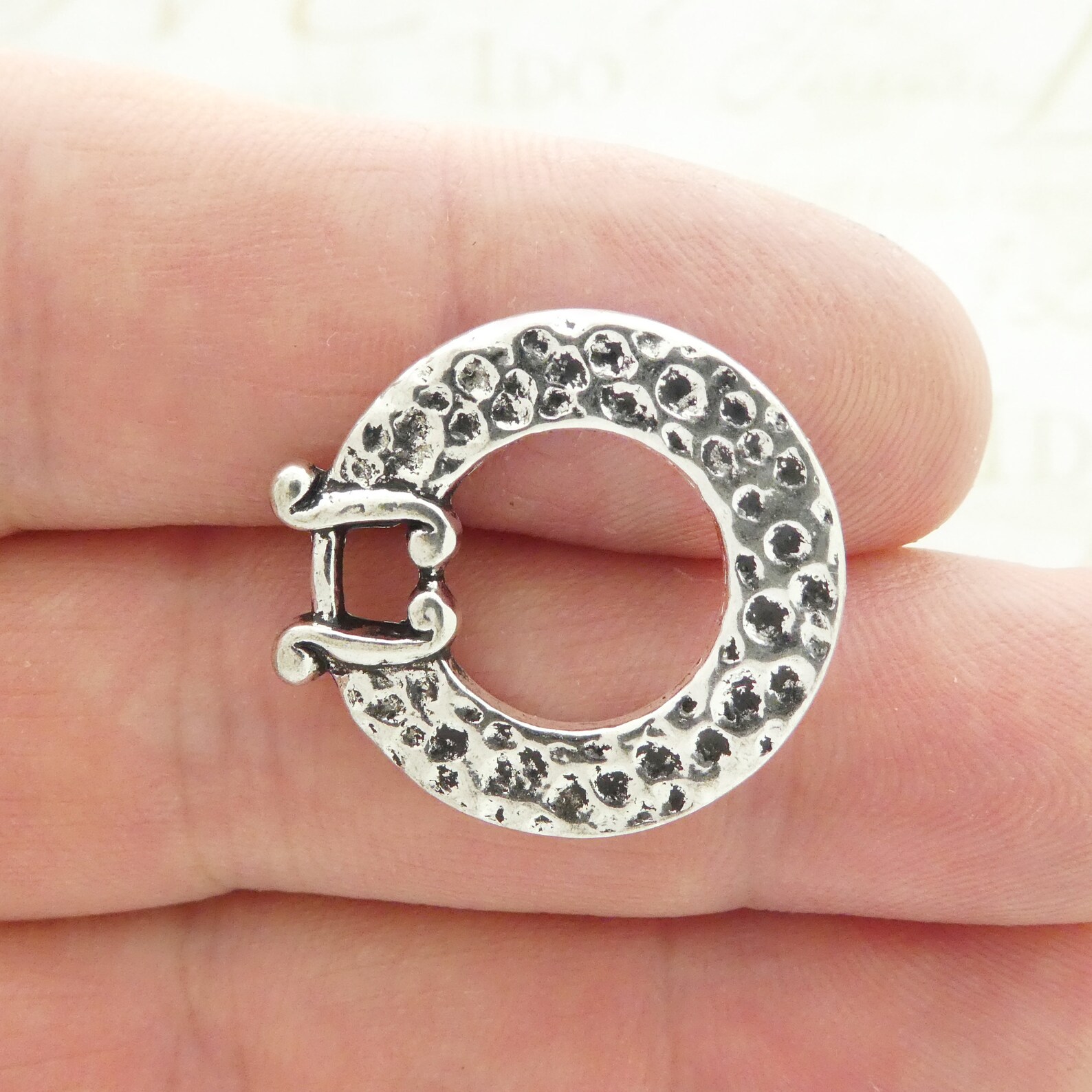 2 Sets Silver Toggle Clasp Large Round Hammered 25x24mm by - Etsy
