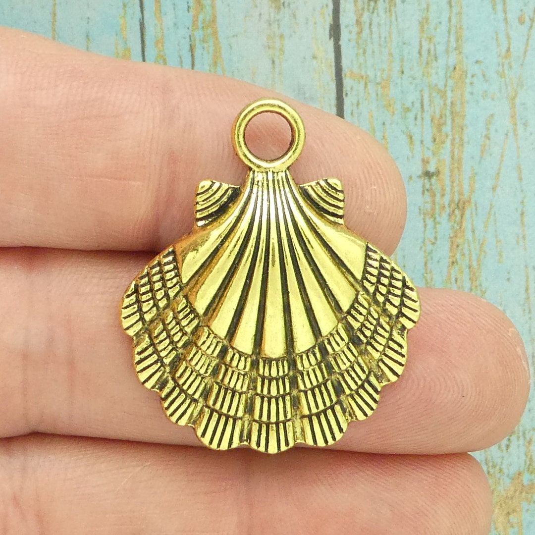 BULK 12 Gold Sea Shell Charm Pendant by TIJC SP1583B - Etsy