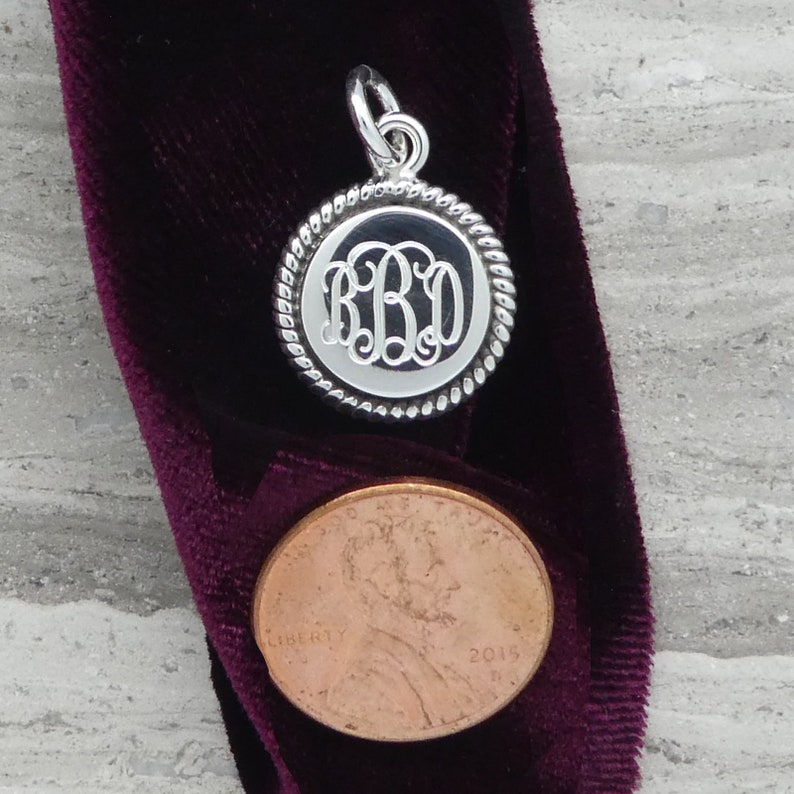 Personalized Round Sterling Silver Engraved Monogram Charm - Etsy