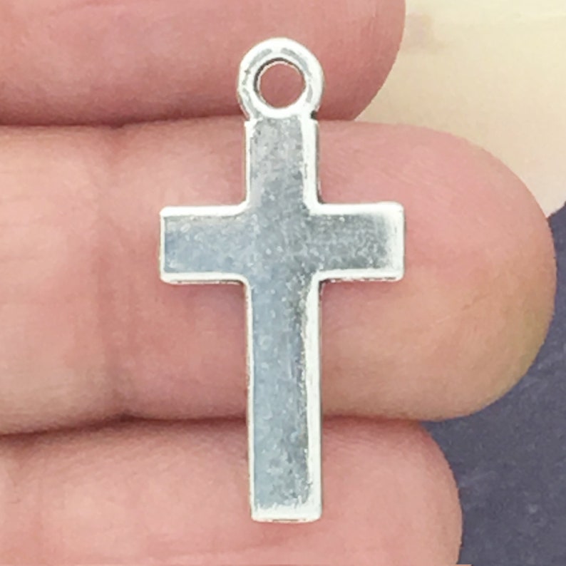 12 Simple Silver Cross Charm Pendant by TIJC SP0791 - Etsy