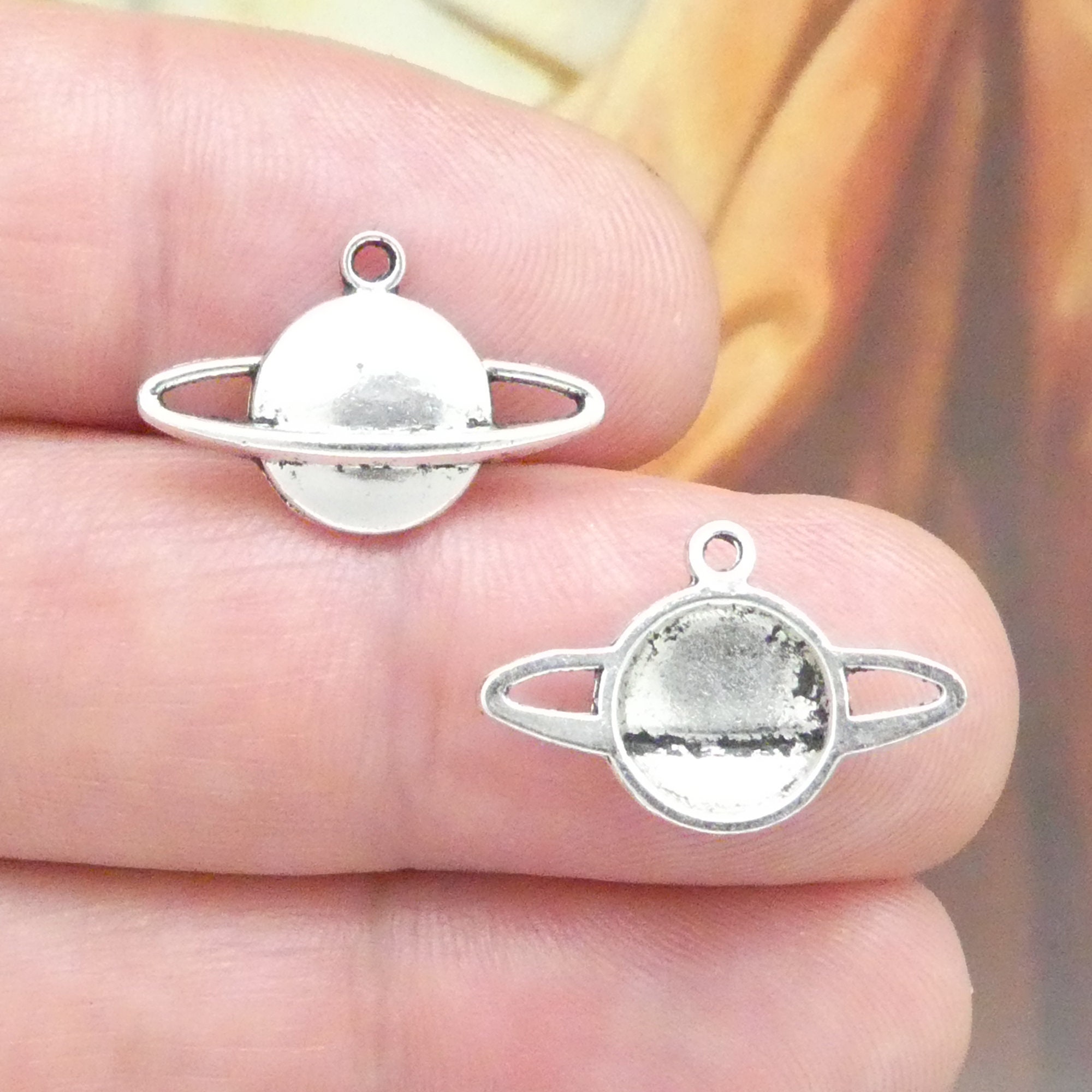 20 Silver Saturn Charm Planet Pendants 13x20mm by TIJC SP1616 - Etsy UK