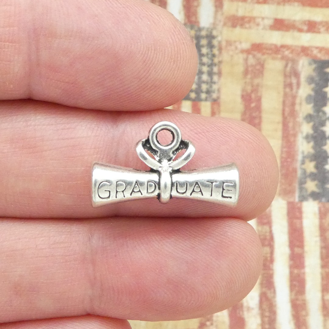 5 Silver Diploma Charm Graduation Pendant by TIJC SP1007 - Etsy