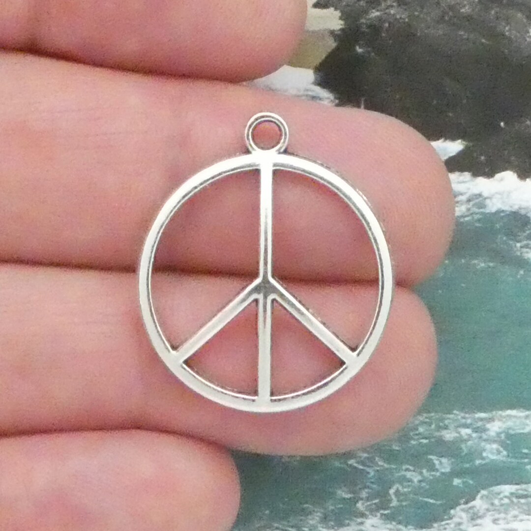 6 Silver Peace Sign Charm Pendant by TIJC SP0023 - Etsy