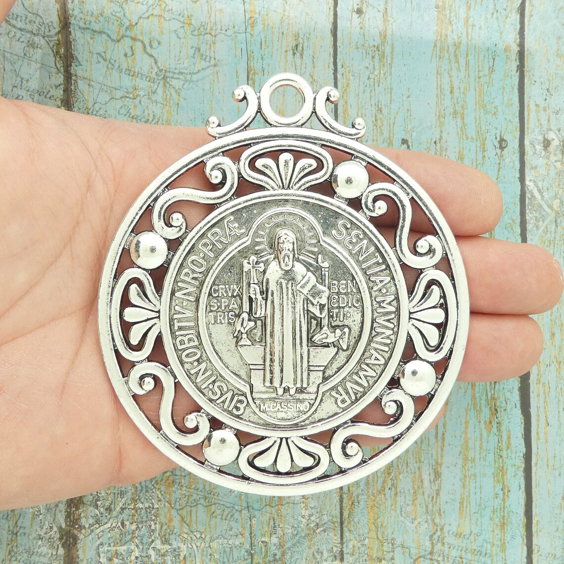 1 St Benedict Medal Silver Extra Large by TIJC SP1775 - Etsy