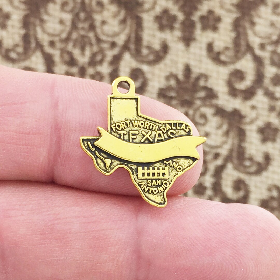 BULK 50 Texas Map Charm Gold by TIJC SP1159B - Etsy