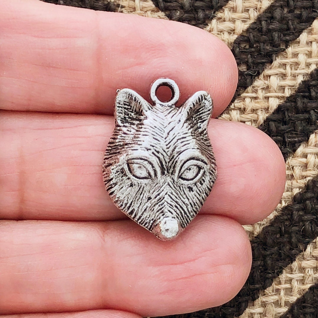 8 Fox Head Charm Silver by TIJC SP0215 - Etsy