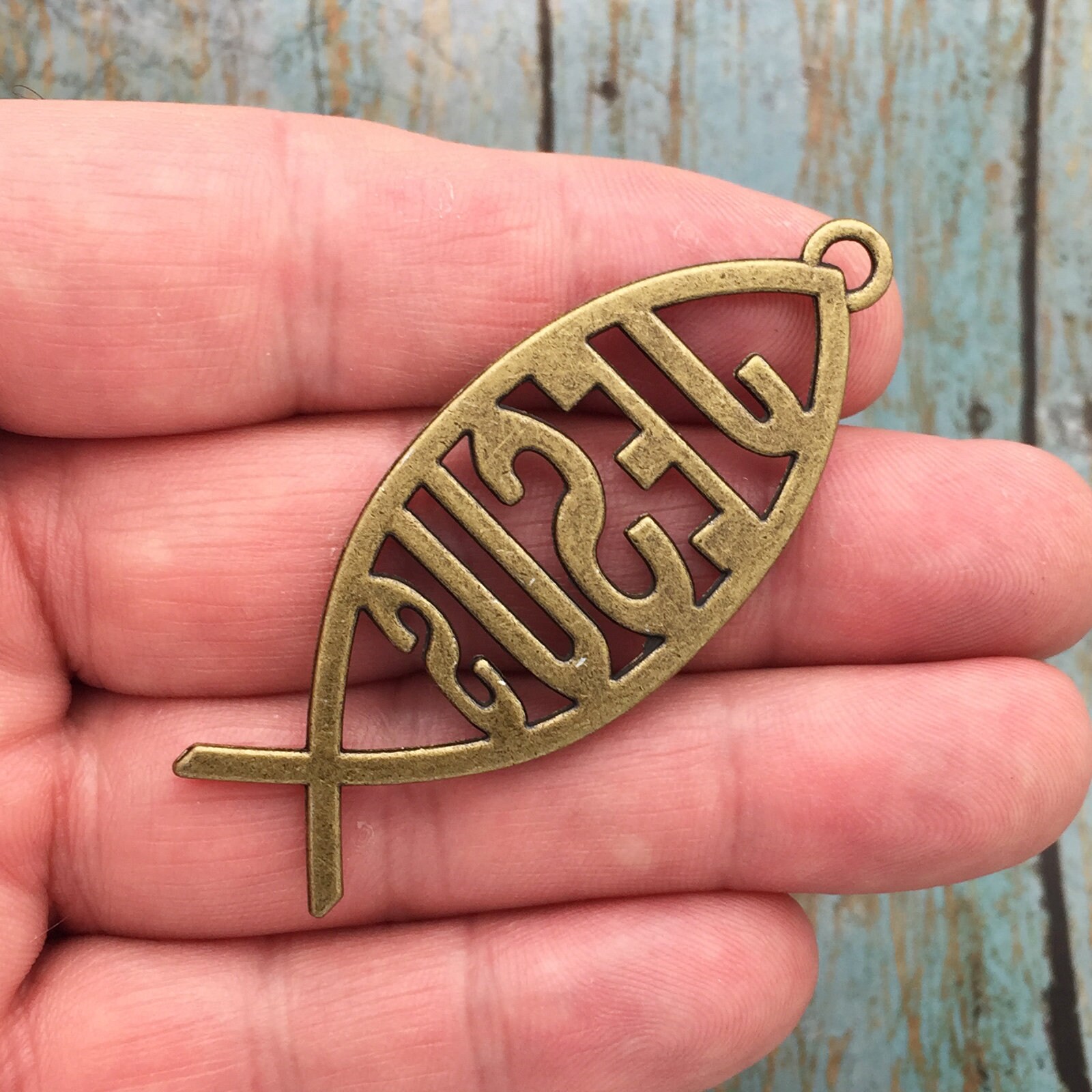 BULK 5 Jesus Fish Charm Bronze by TIJC SP1280B | Etsy