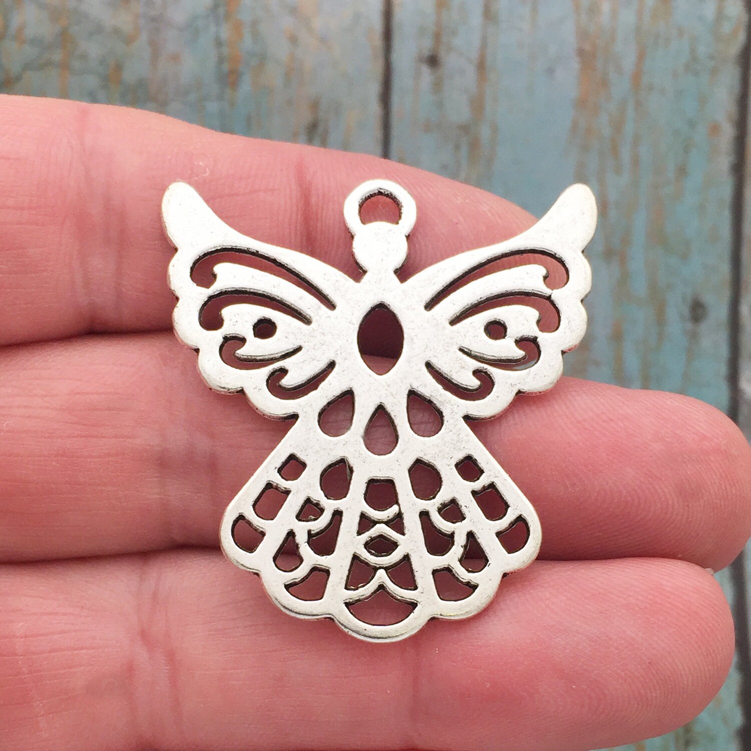 4 Filigree Angel Charm Pendant Silver by TIJC SP1163 - Etsy