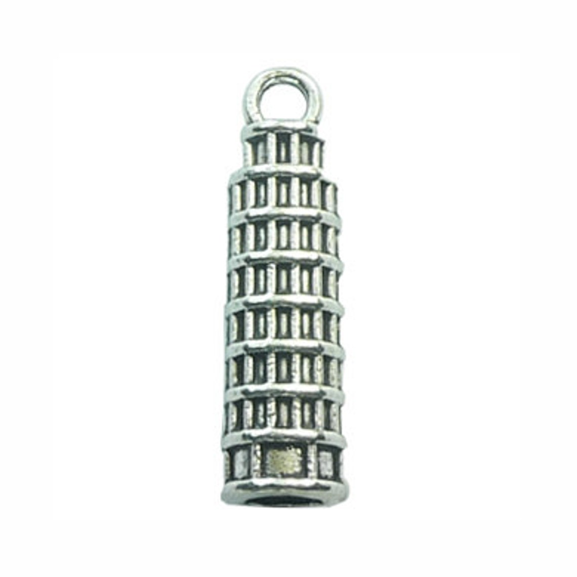 5 Silver Leaning Tower Pisa Charm Travel Pendant 25x7mm by - Etsy