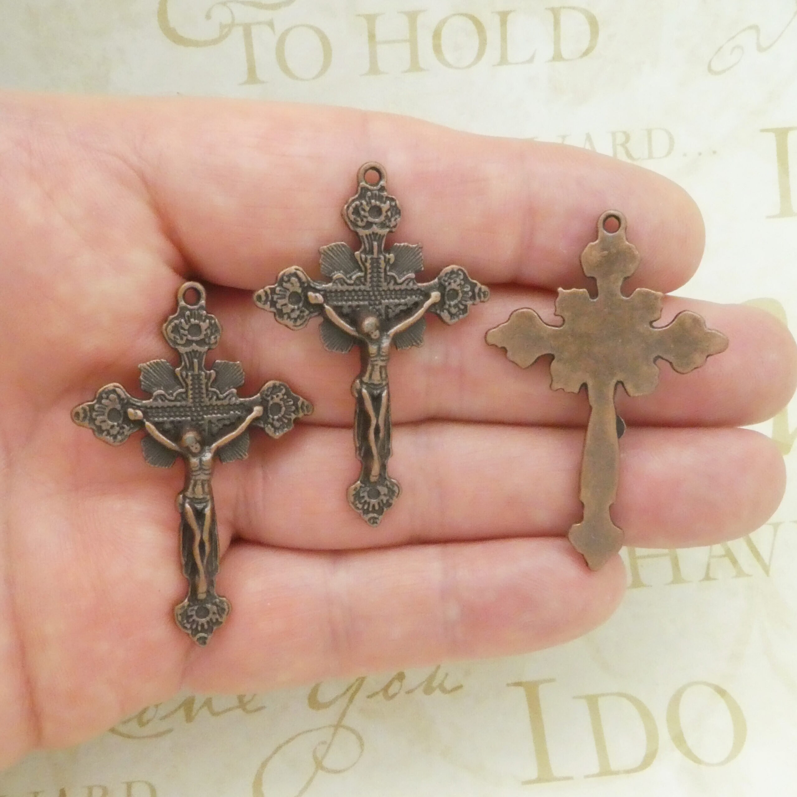 2 Copper Crucifix Cross Pendant Rosary Making Supplies by TIJC - Etsy