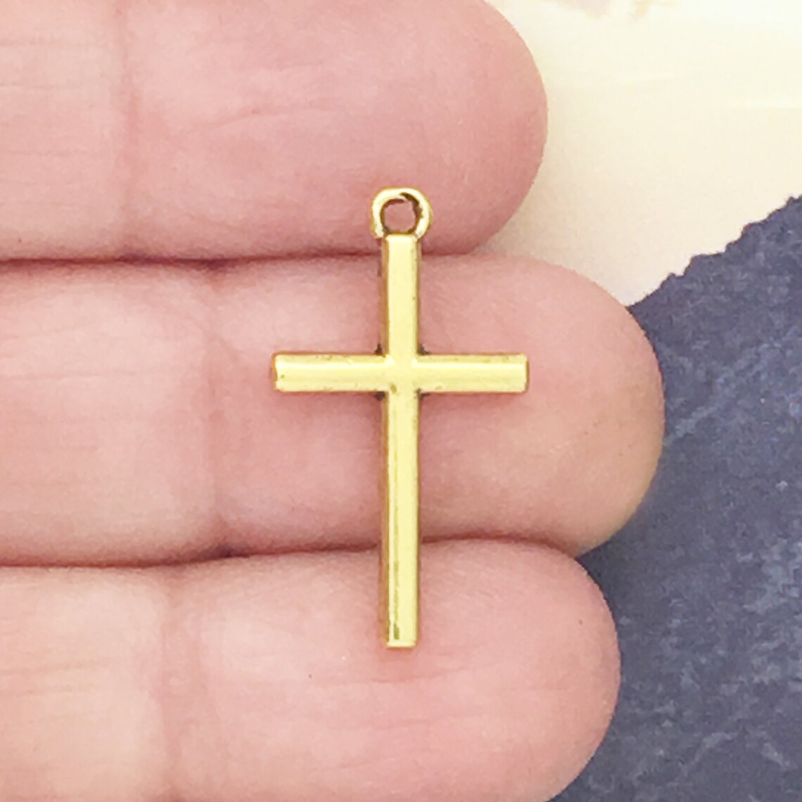 10 Simple Gold Cross Charm Small by TIJC SP0702 | Etsy
