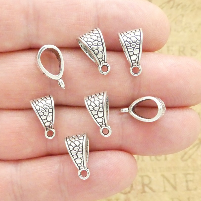 12 Silver Jewelry Bails for Pendants 14x7mm by TIJC SP0789 - Etsy