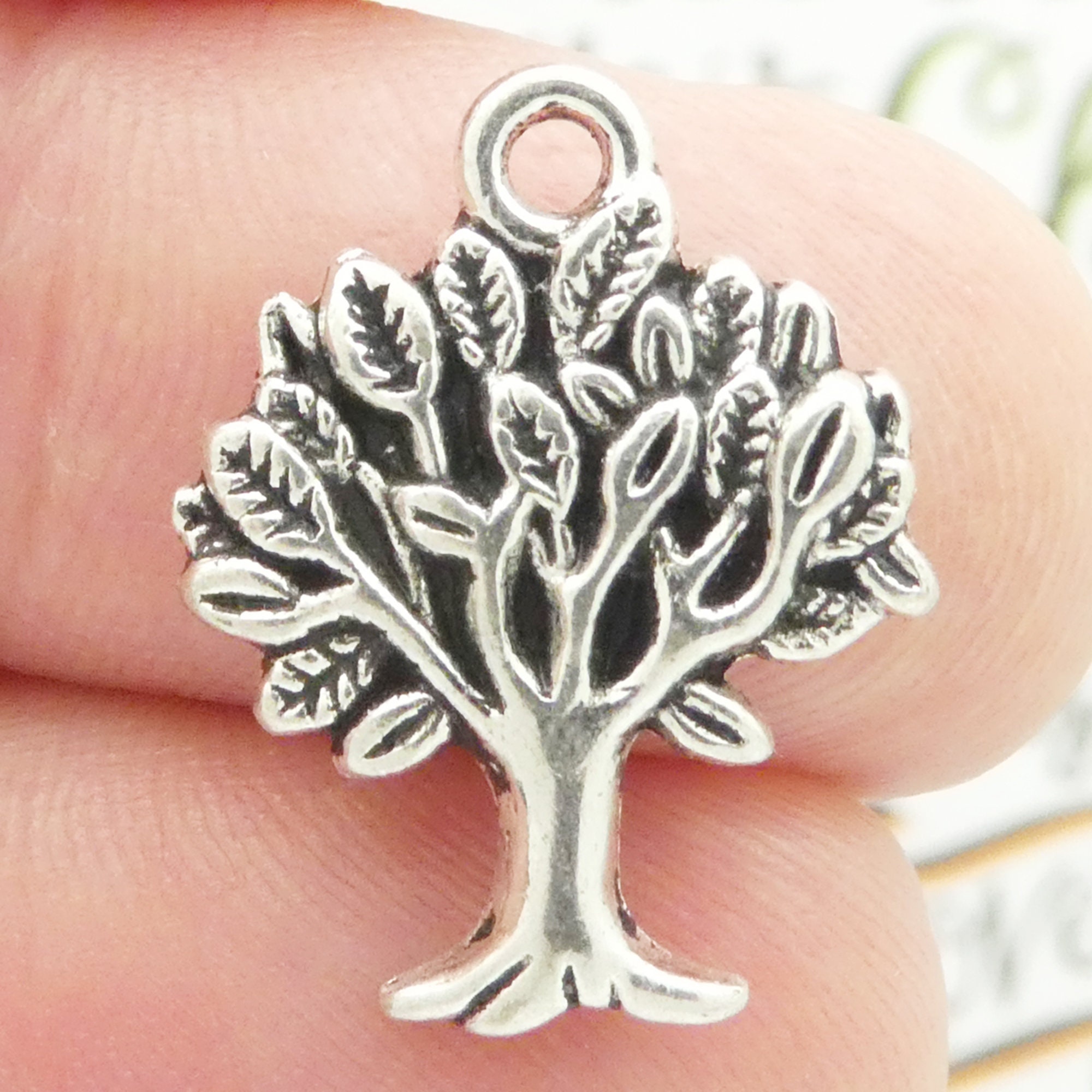 BULK 40 Silver Tree Charm Pendant 22x17mm by TIJC SP0514B - Etsy