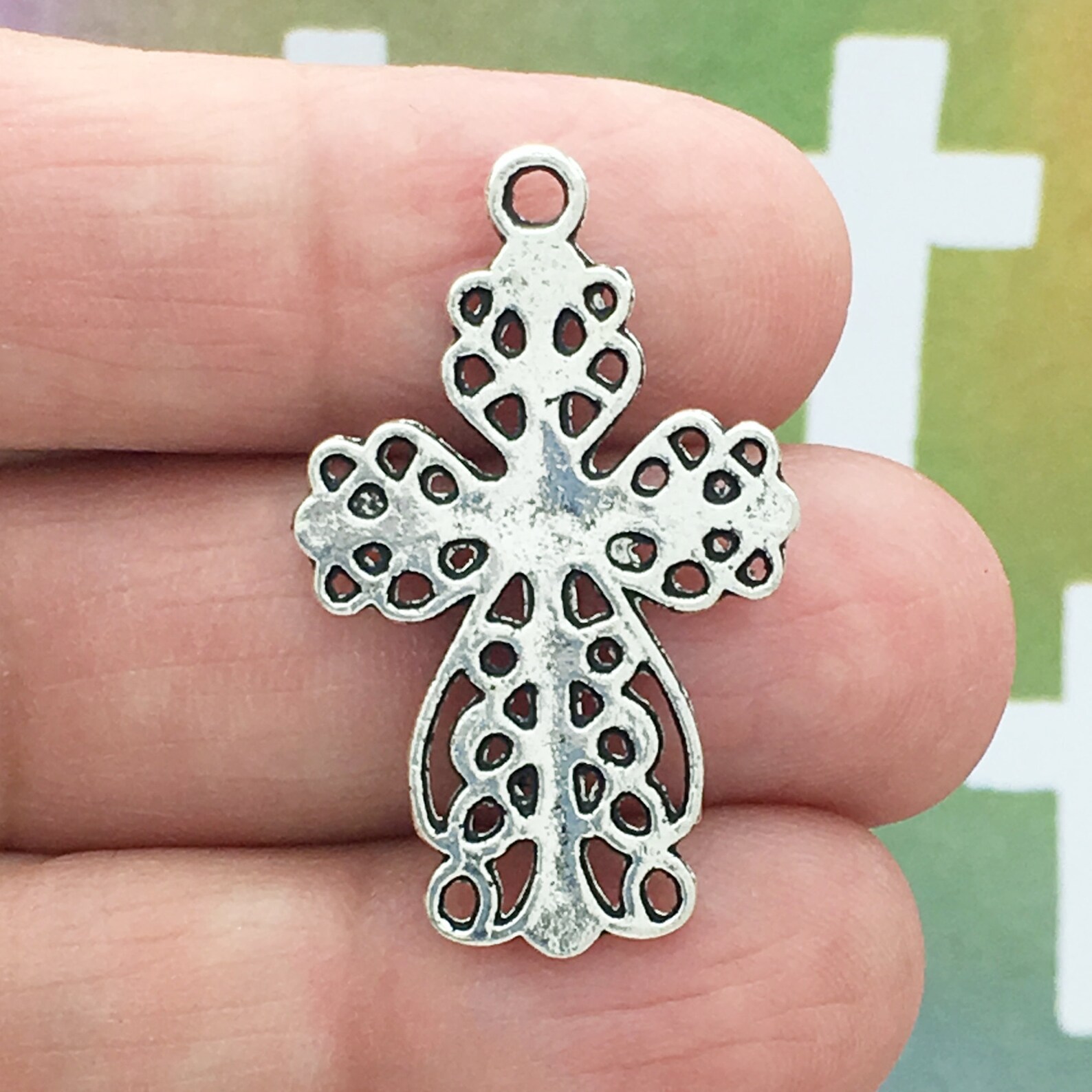 6 Silver Filigree Cross Charm Pendant by TIJC SP0949 - Etsy