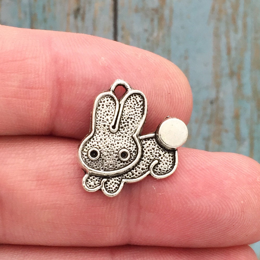 10 Bunny Rabbit Charm Silver by TIJC SP0492 | Etsy