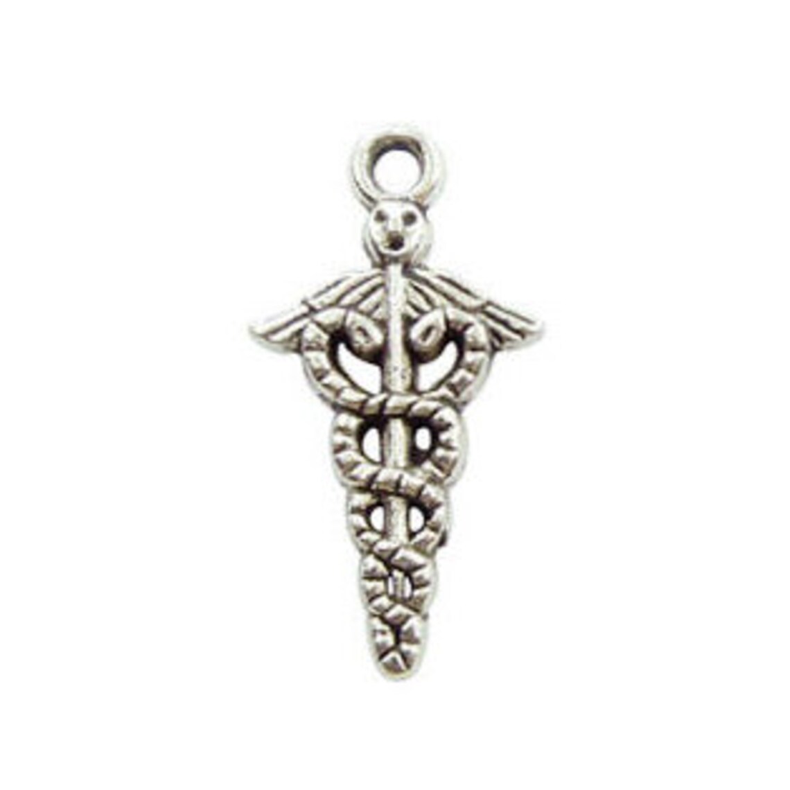 8 Caduceus Medical Charm Silver by TIJC SP0084 | Etsy