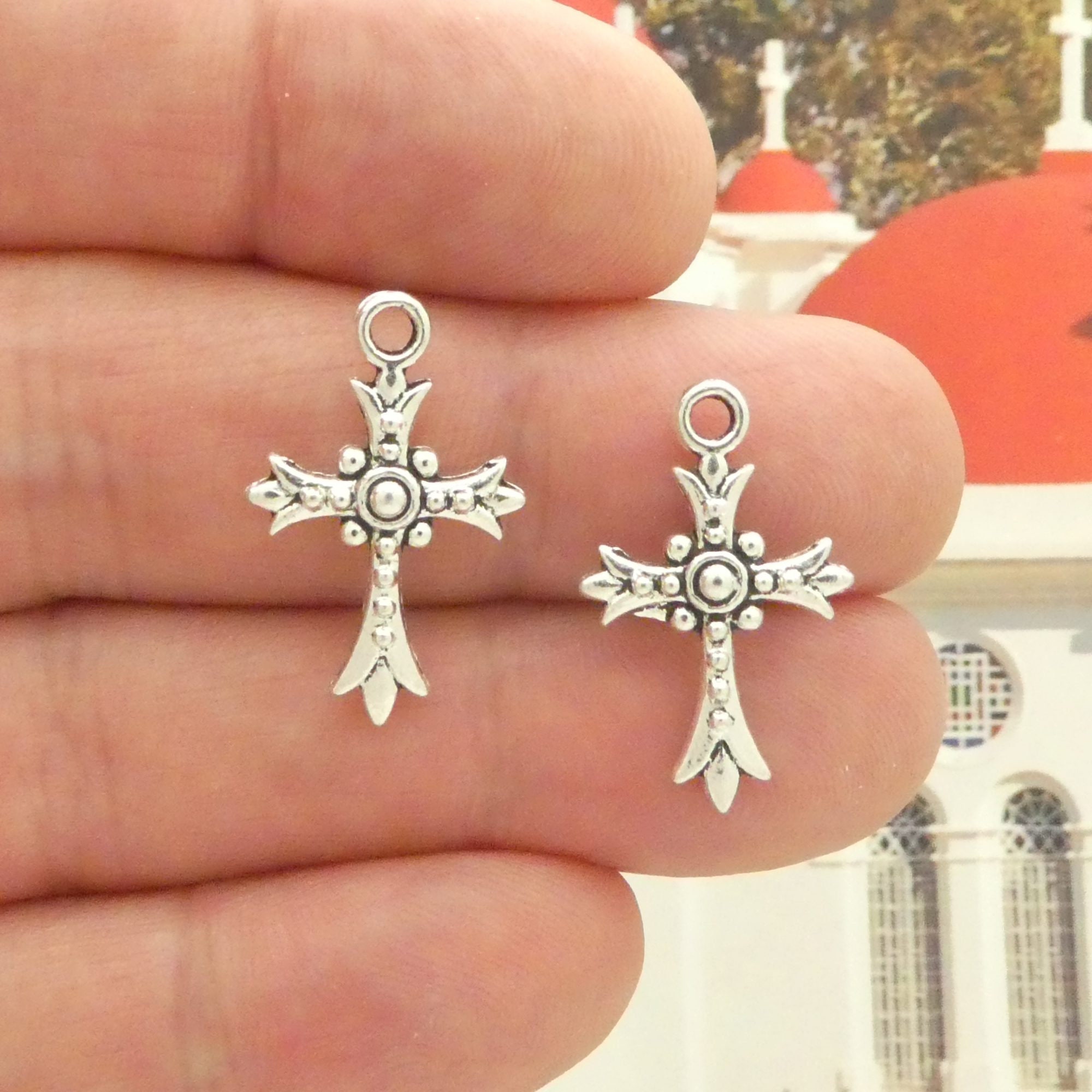 10 Silver Orthodox Cross Charm 24x15mm by TIJC SP1406 - Etsy