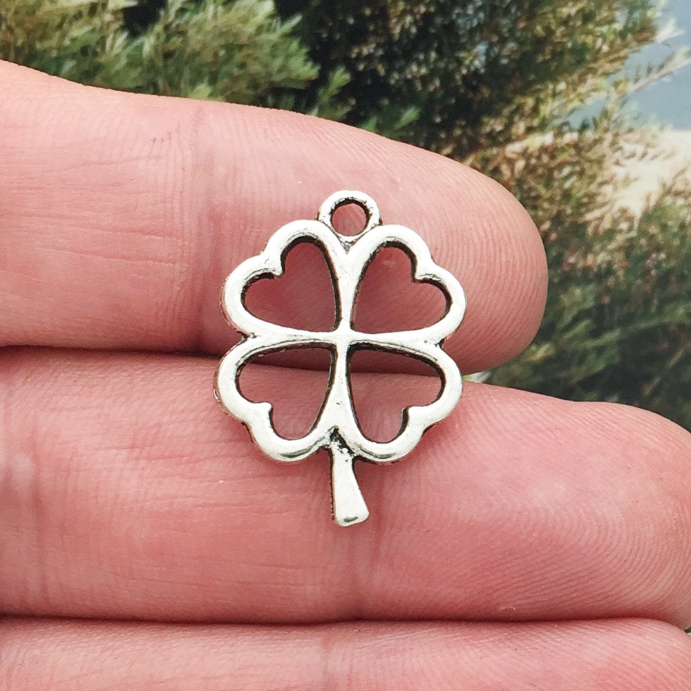 8 Silver Four Leaf Clover Charm by TIJC SP0109 | Etsy