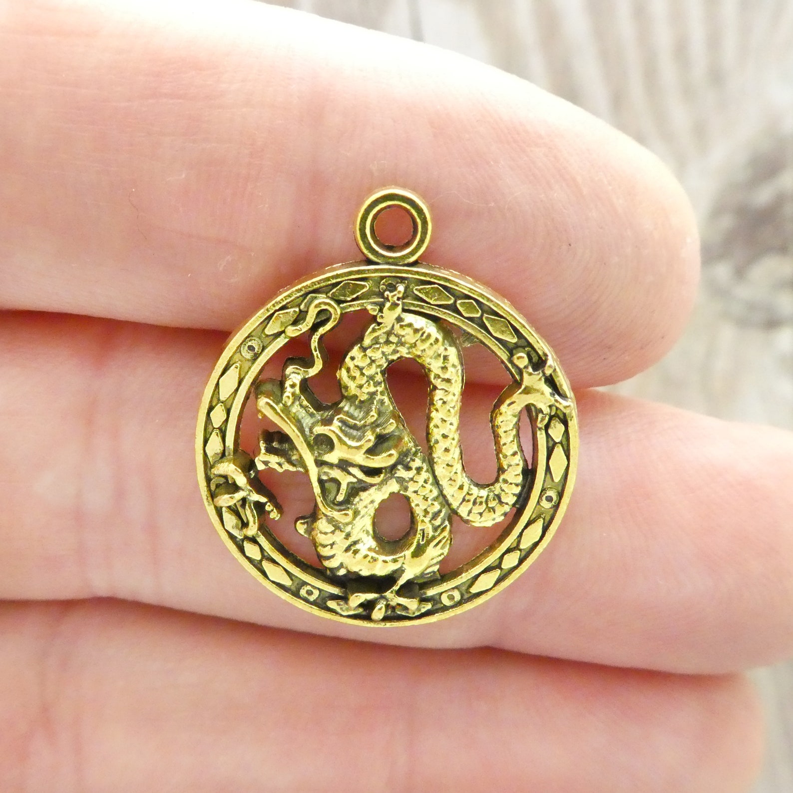 BULK 20 Gold Dragon Charm Pendant 27x23mm by TIJC SP1149B - Etsy