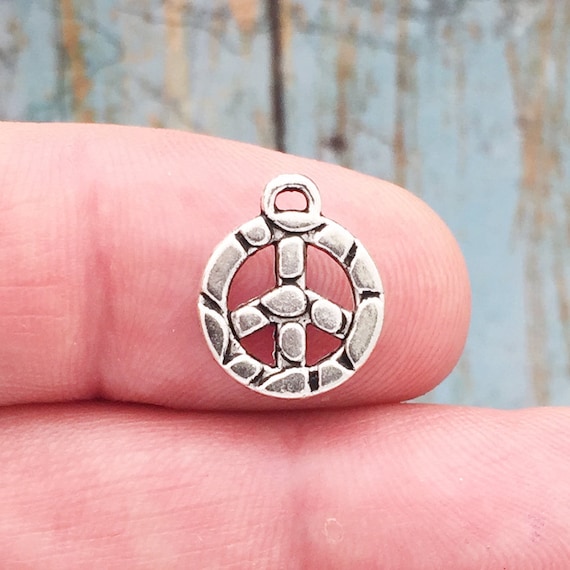 20 Silver Peace Sign Charm Pendant by TIJC SP0950 | Etsy