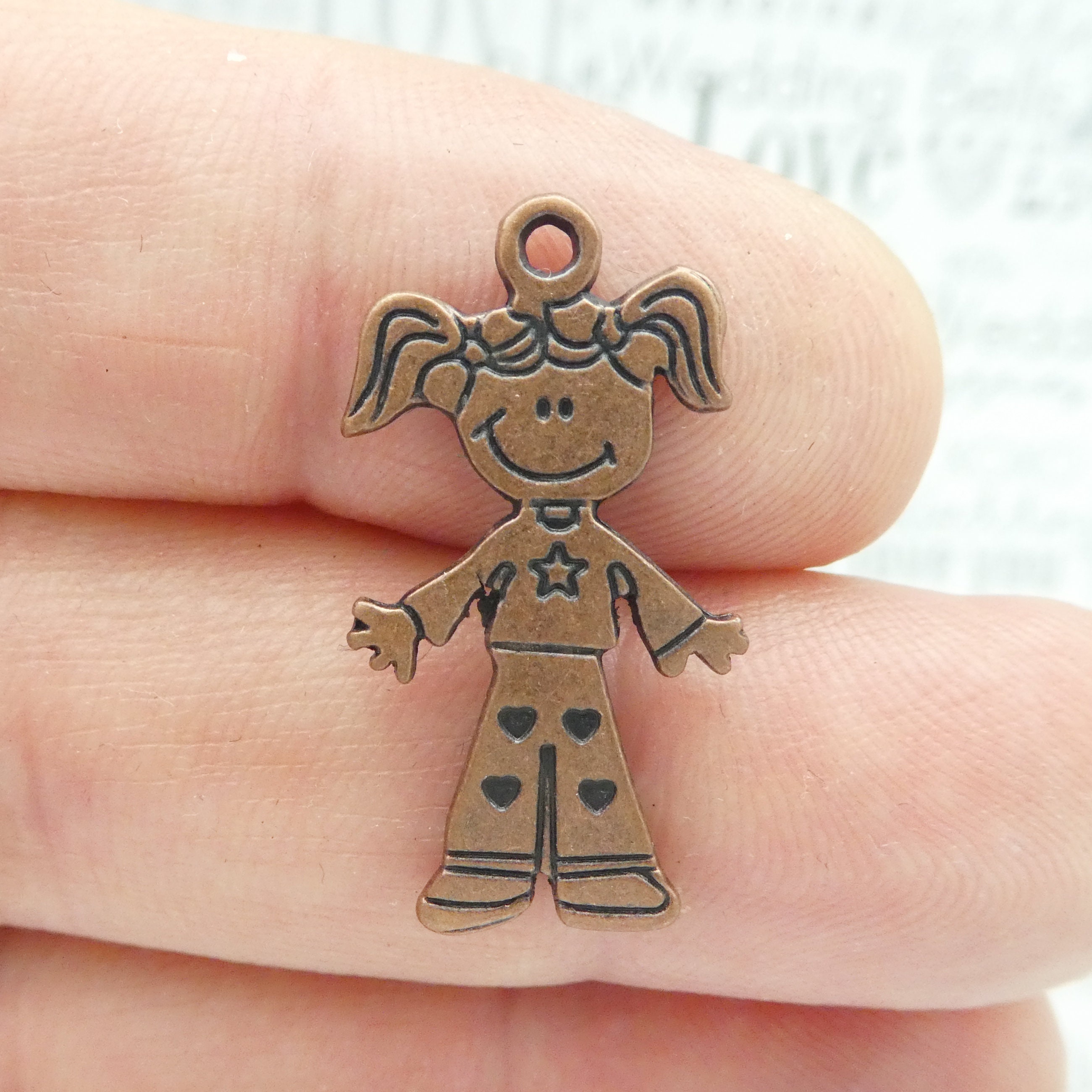 BULK 40 Little Girl Charm Pendant Copper by TIJC SP1493B | Etsy