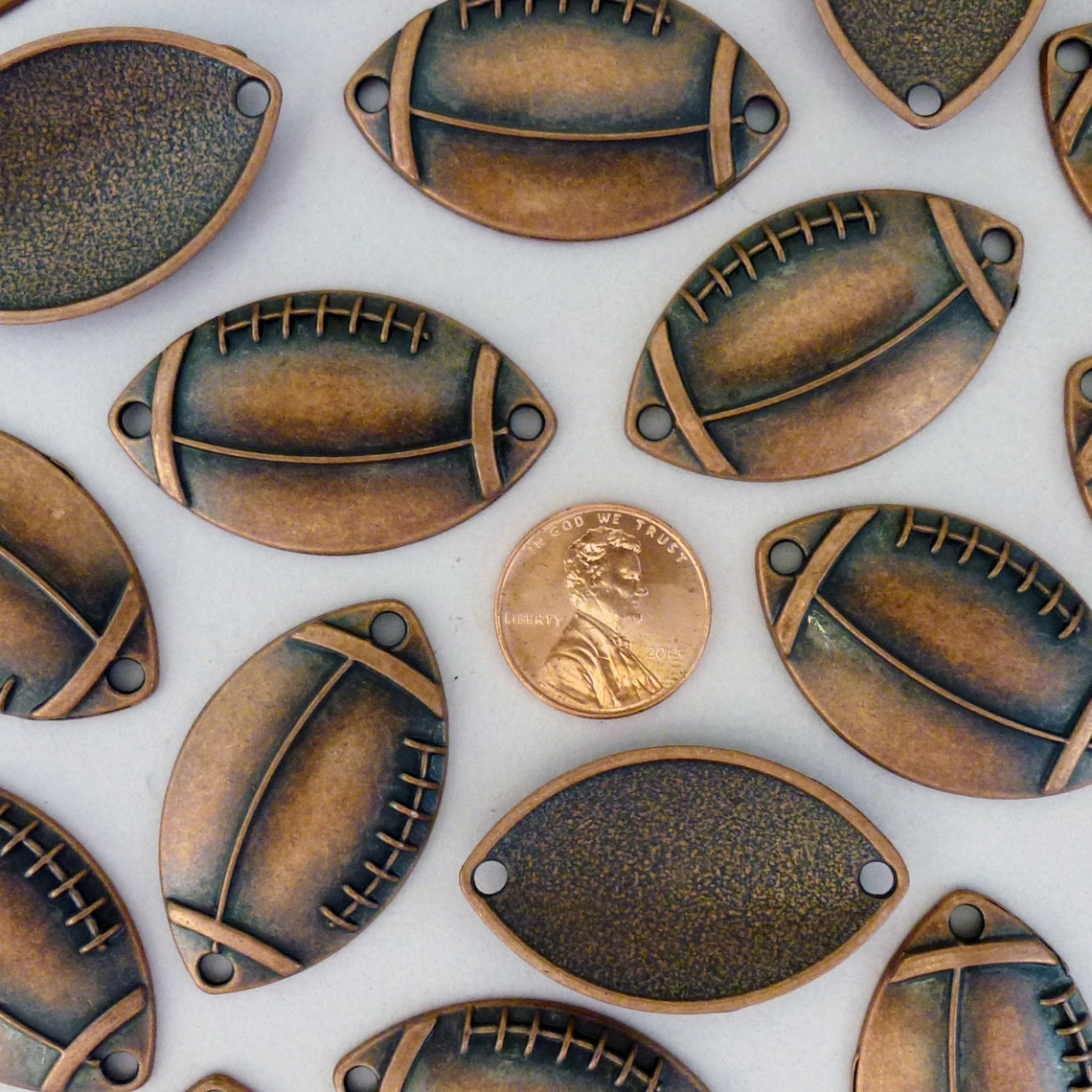 BULK 12 Football Connector Charm Copper by TIJC SP1319B | Etsy