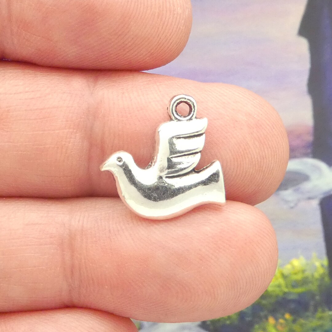 BULK 60 Peace Dove Charm Silver 17x17mm by TIJC SP1232B - Etsy