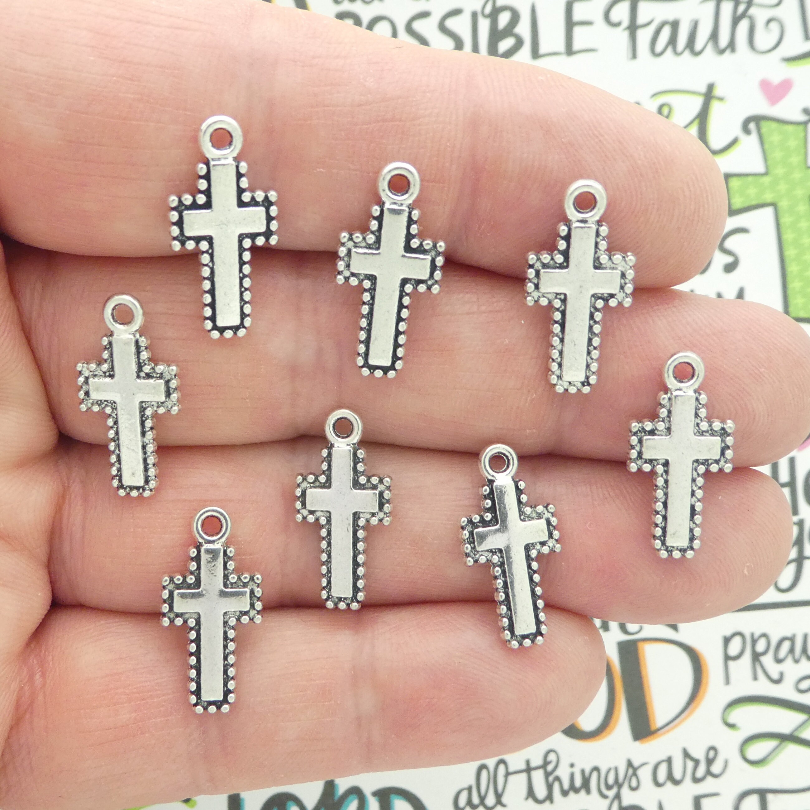 15 Silver Simple Cross Charm Pendant 20x10mm by TIJC SP1068 - Etsy