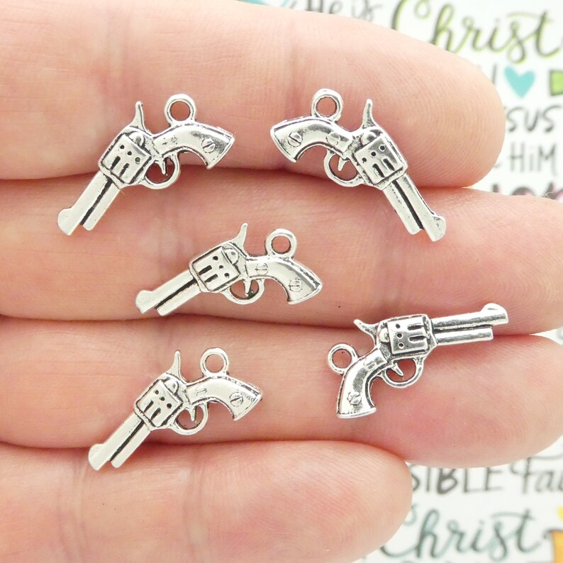 BULK 40 Silver Hand Gun Charm 11x21mm by TIJC SP0723B - Etsy