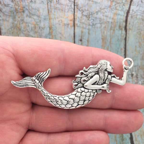 Silver Mermaid Charm - Etsy