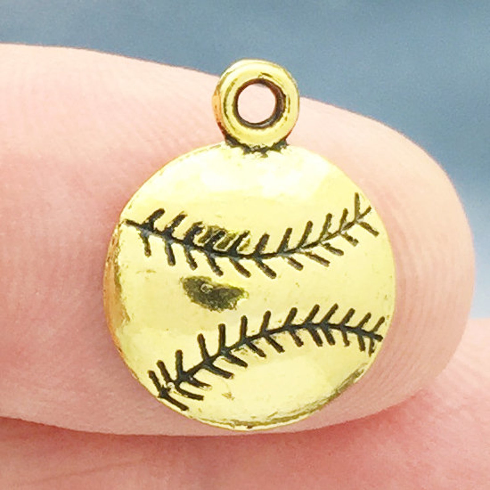 12 Gold Baseball Charm Softball Pendant by TIJC SP1262 - Etsy