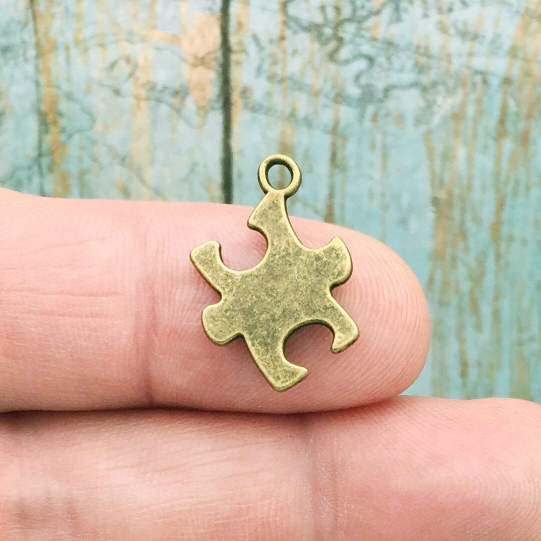 BULK 60 Puzzle Piece Charm Bronze by TIJC SP1644B - Etsy
