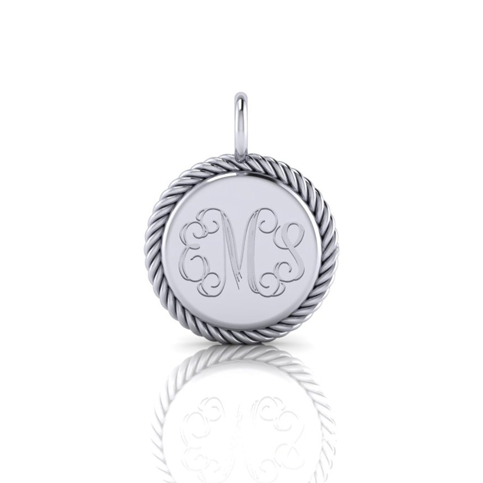 Personalized Round Sterling Silver Engraved Monogram Charm - Etsy