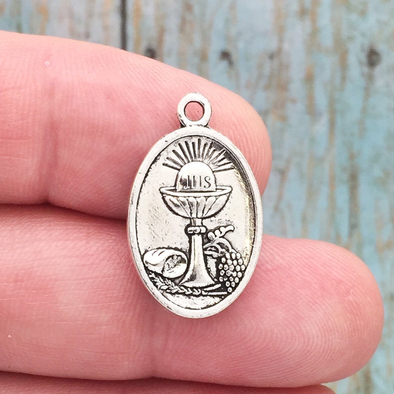 5 First Communion Charm Holy Family Medal Silver by TIJC | Etsy