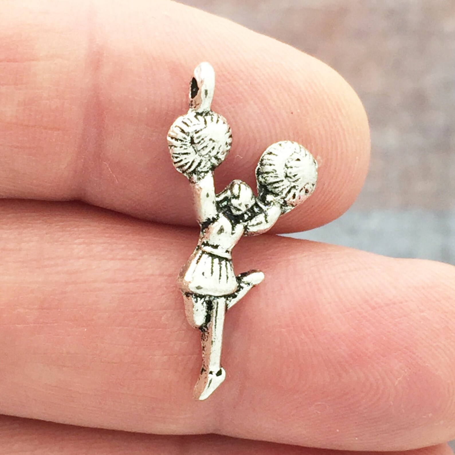 10 Silver Cheerleader Charm Cheer by TIJC SP0039 - Etsy