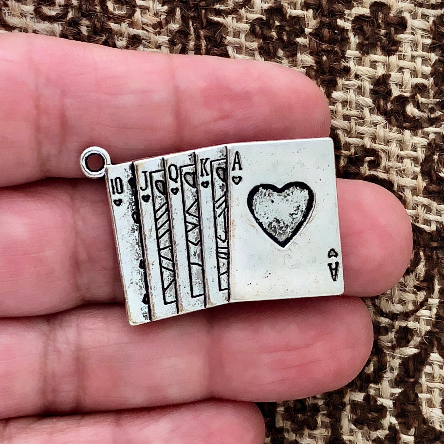 5 Playing Cards Charm Gambling Silver by TIJC SP0207 | Etsy