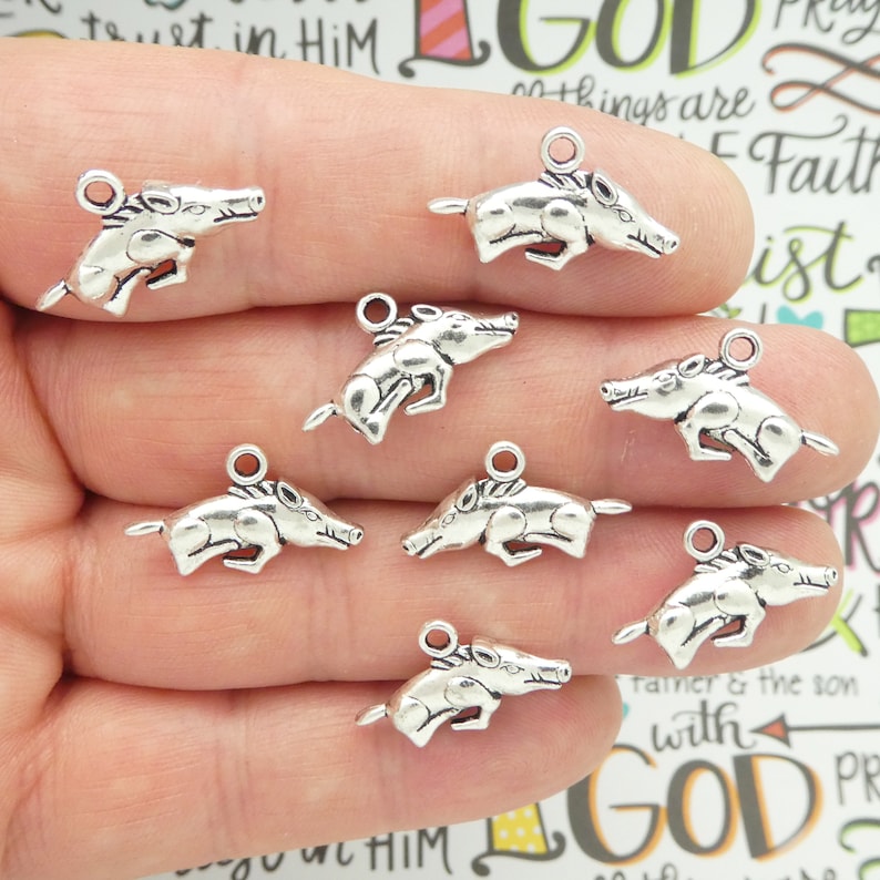 5 Silver Razorback Charm Hog Pendant Double Sided 16x20mm by - Etsy