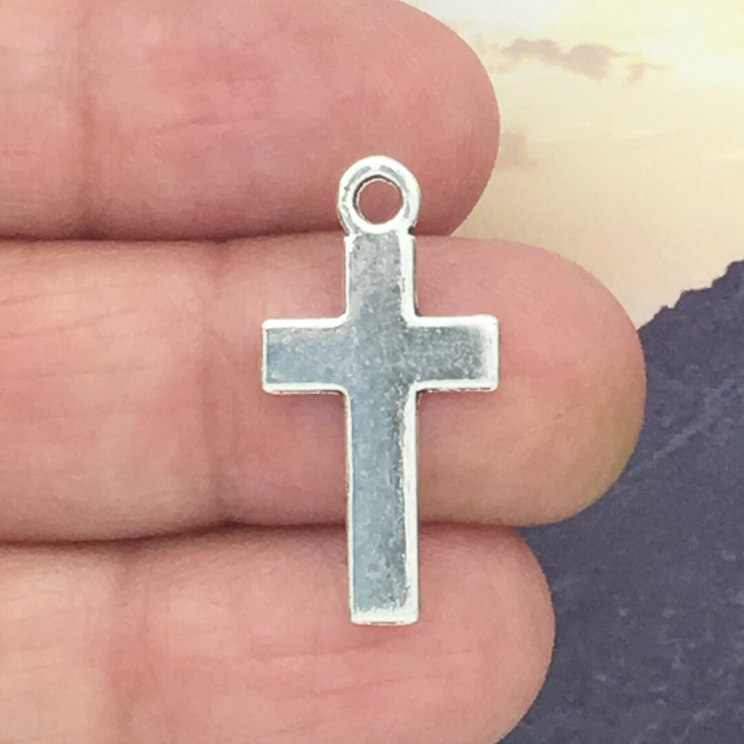 12 Simple Silver Cross Charm Pendant by TIJC SP0791 - Etsy