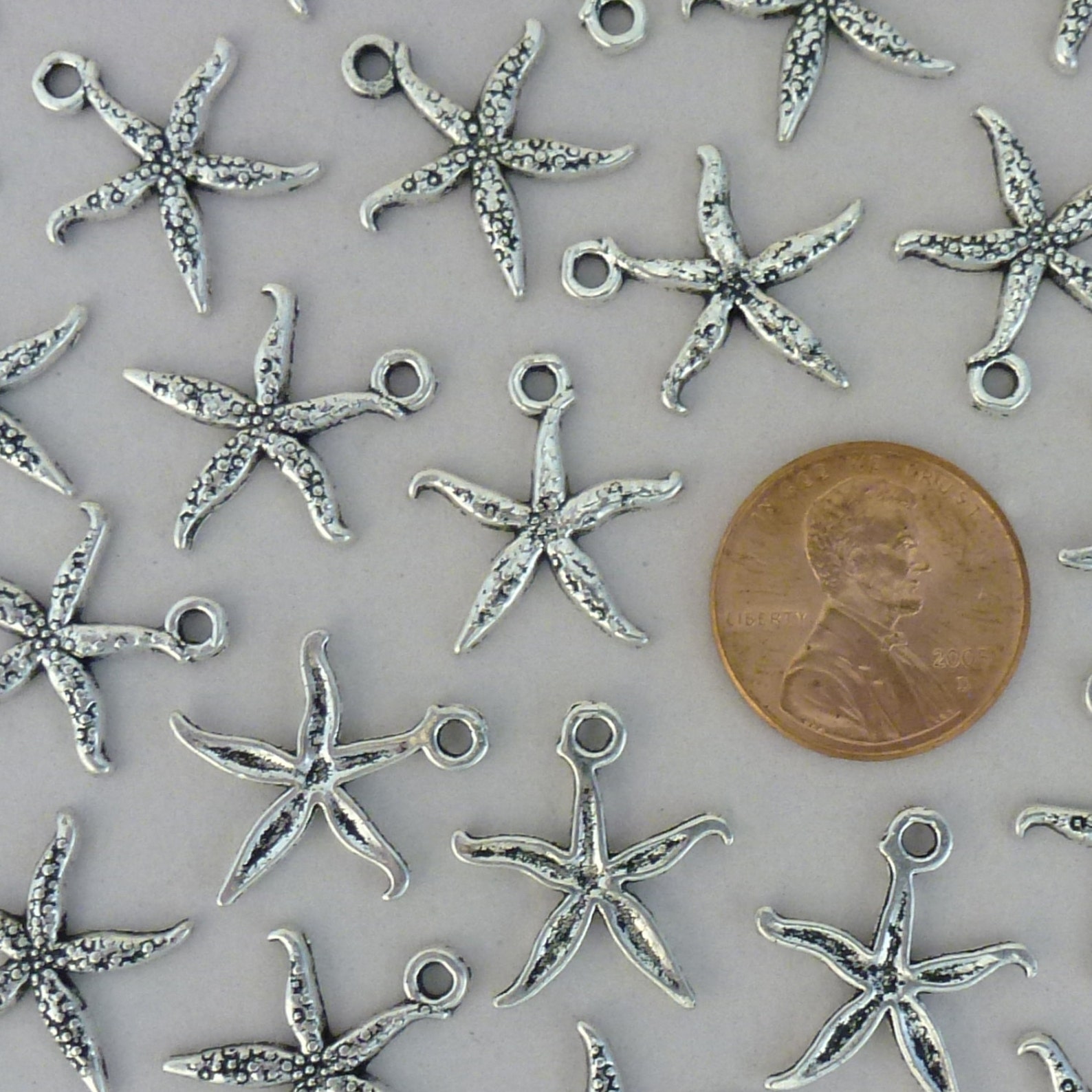 15 Silver Starfish Charm Pendant Small 3D 18x17mm by TIJC - Etsy