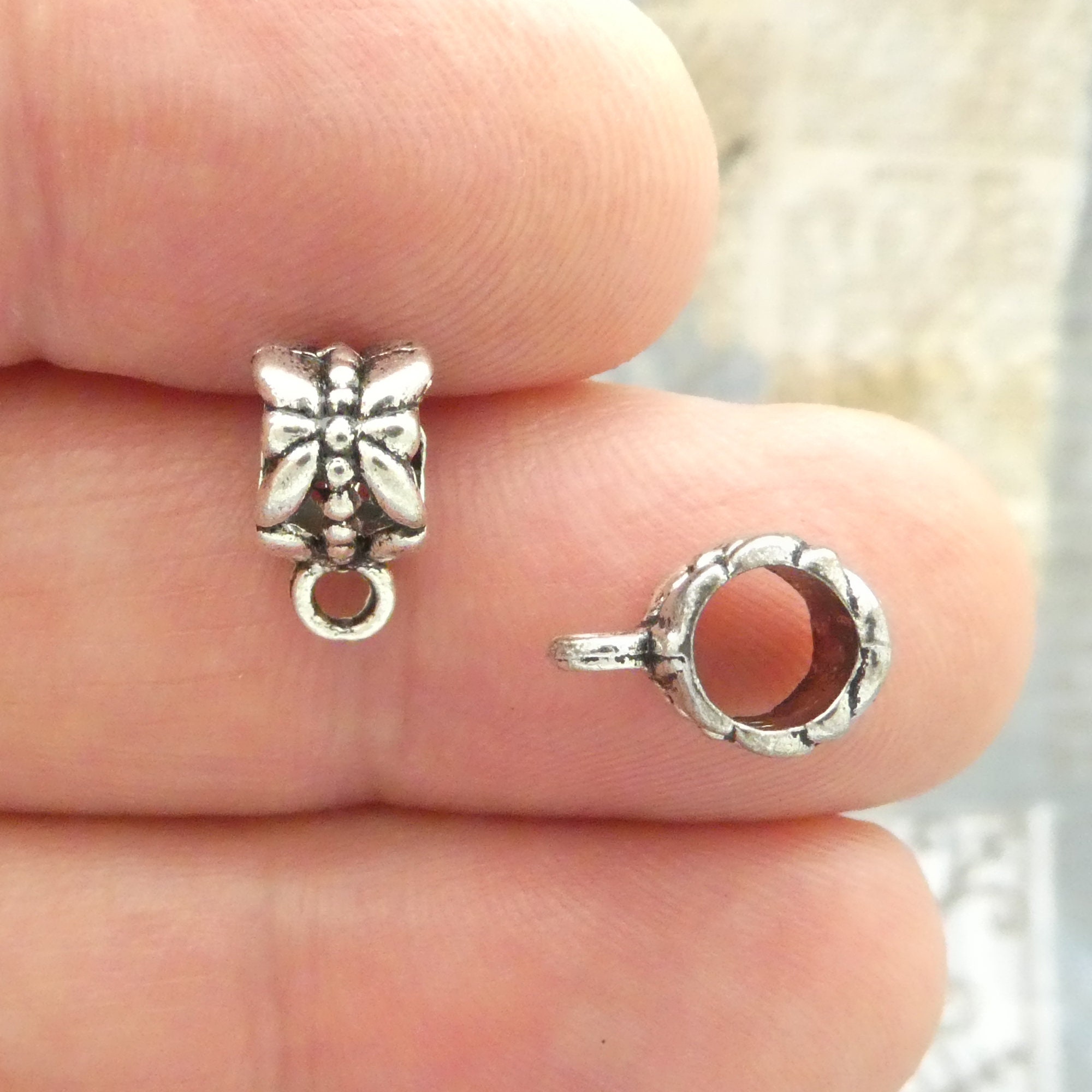 10 Small Silver Jewelry Bails 11x6mm With 5mm Hole by TIJC - Etsy