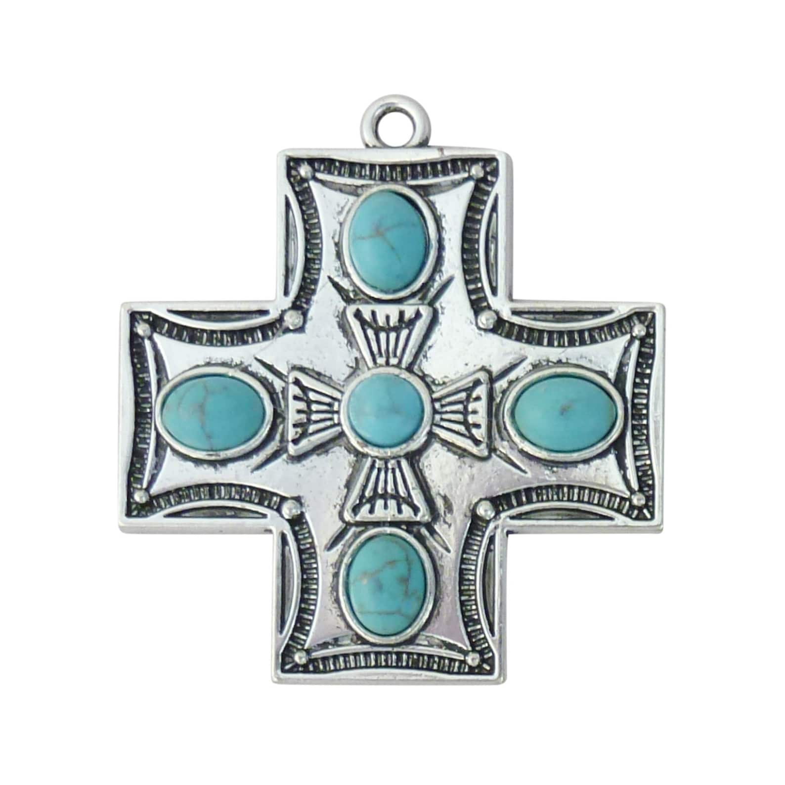 1 Turquoise Cross Charm Pendant Silver by TIJC SP1251 - Etsy