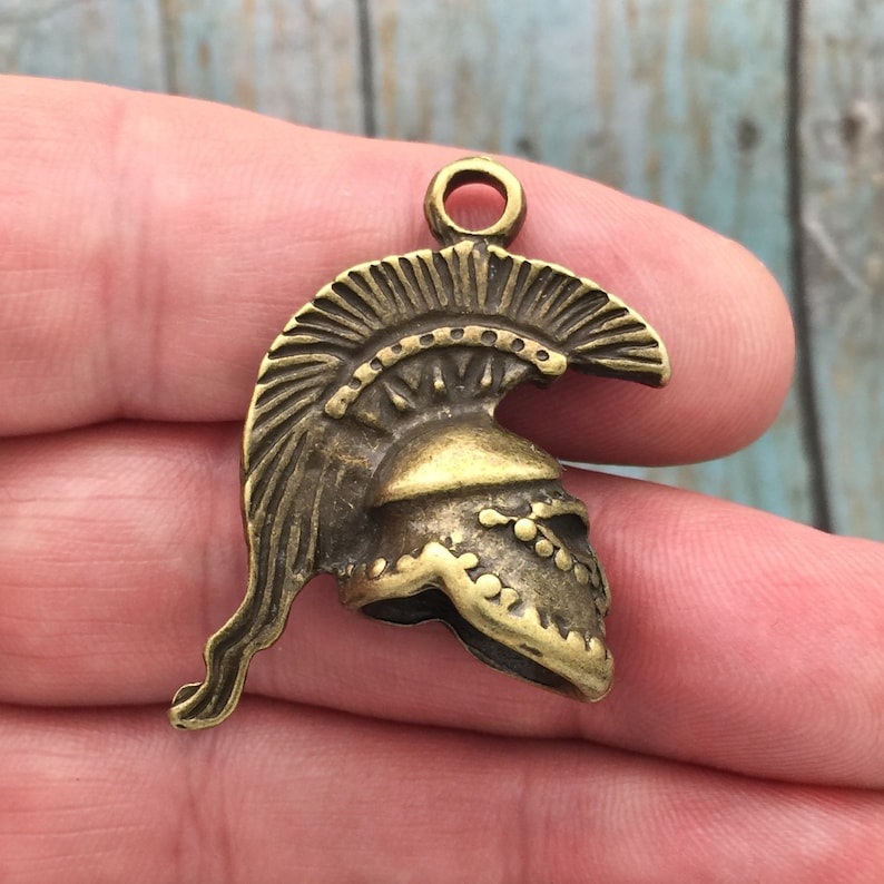 1 Trojan Helmet Charm Spartan Pendant Bronze by TIJC SP1443 - Etsy