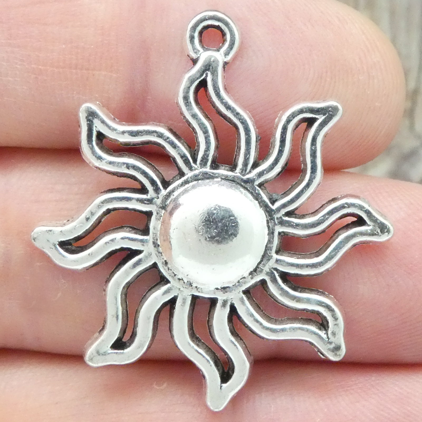 5 Silver Sun Charm Pendant by TIJC SP0675 | Etsy