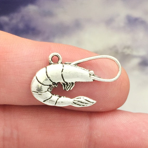 10 Louisiana Silver Shrimp Charm Pendant by TIJC SP0641 | Etsy