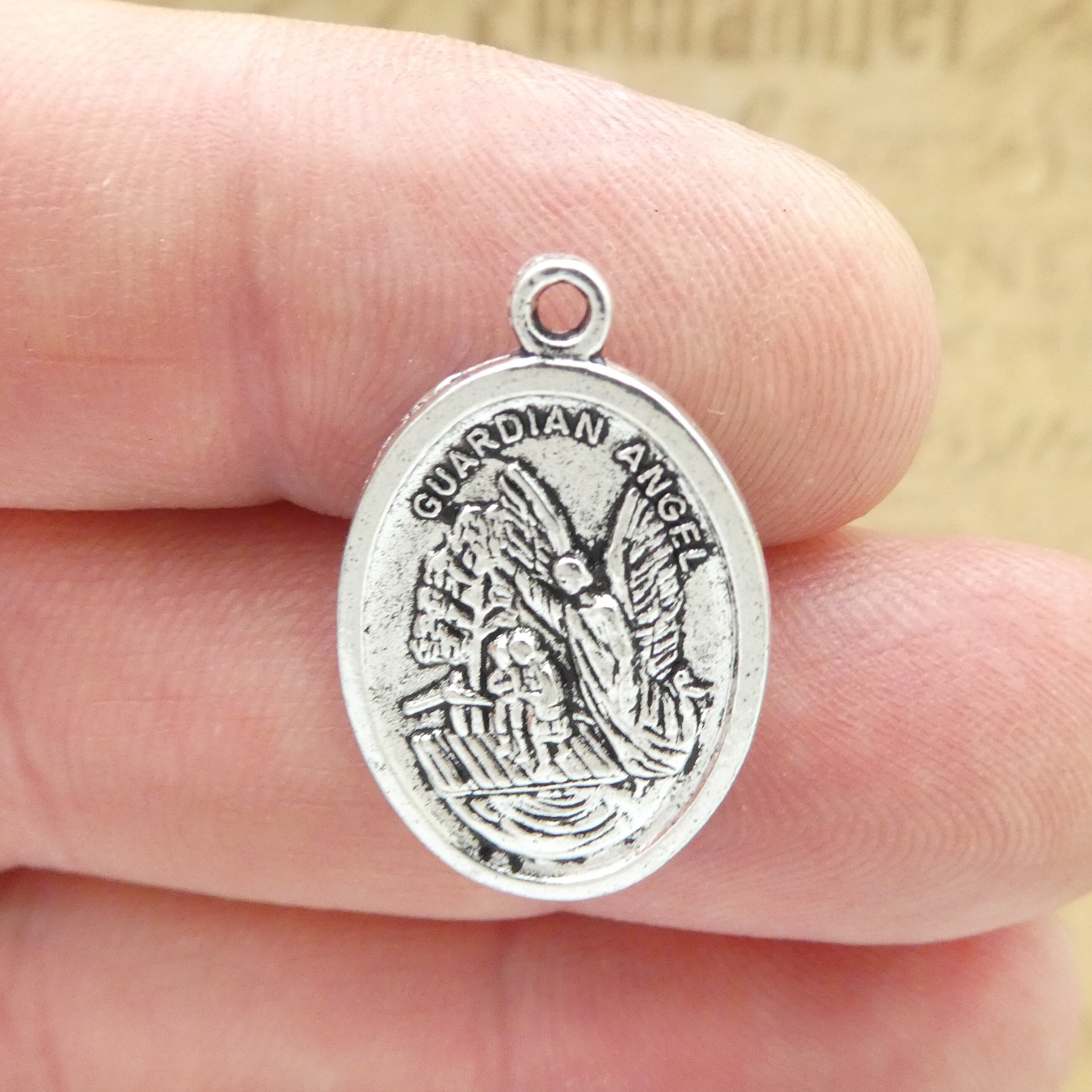 5 Silver St Michael Charm With Guardian Angel 26x16mm by TIJC - Etsy