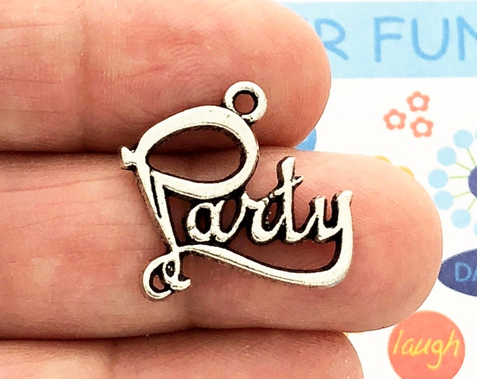 BULK 30 Party Word Charm Silver by TIJC SP0135B - Etsy