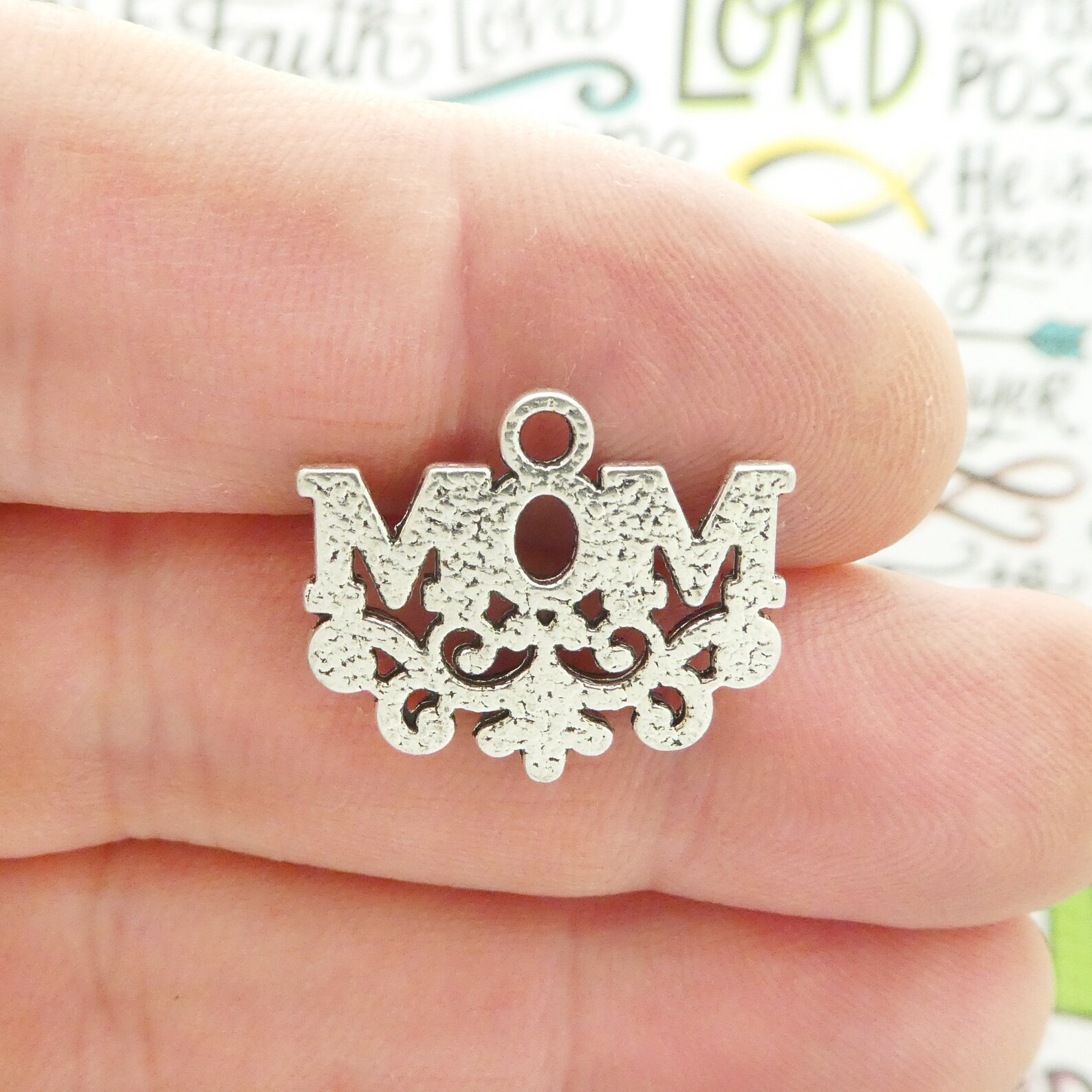 5 Silver Mom Charm Pendant 18x22mm by TIJC SP1447 | Etsy