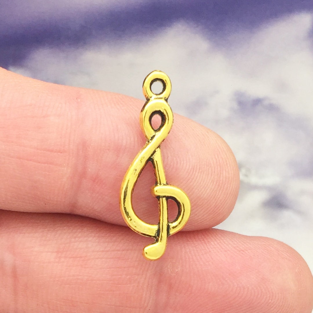 15 Treble Clef Charm Music Note Gold by TIJC SP0715 - Etsy