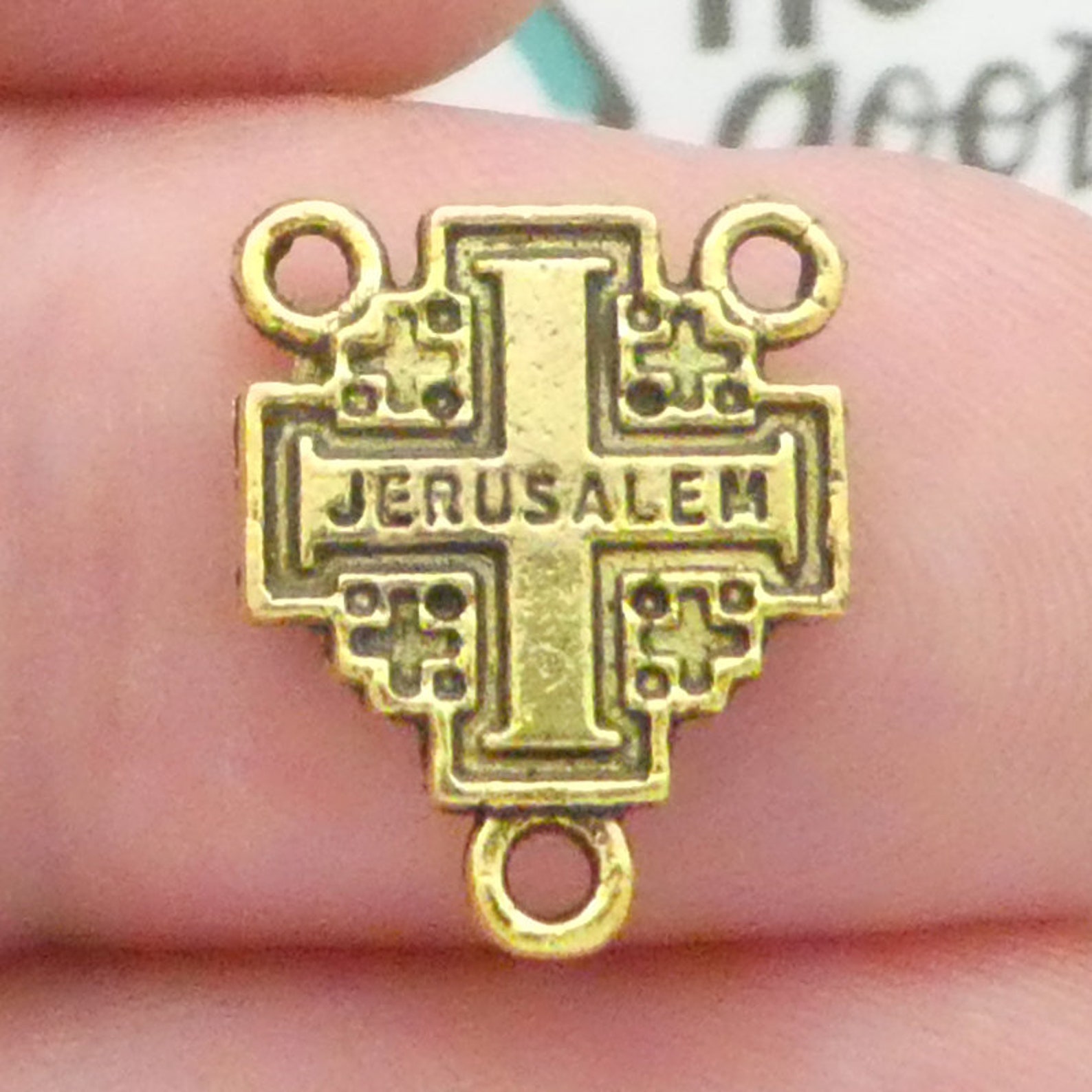 10 Jerusalem Cross Rosary Centers Gold by TIJC SP1216 | Etsy